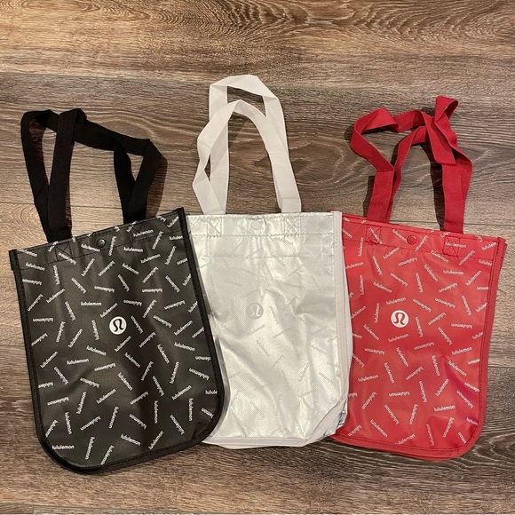 lululemon athletica | Bags | Set Of 3 Lululemon Small Reusable Tote ...